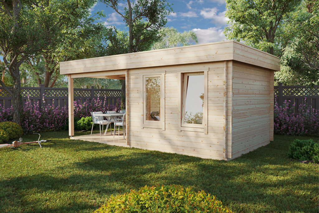 Contemporary Garden Log Cabin with Veranda Jacob