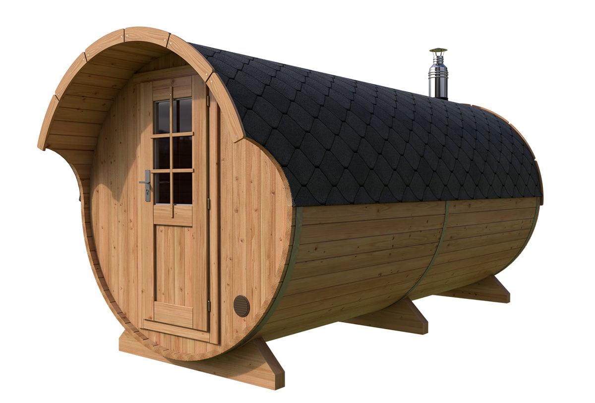 Large Barrel Sauna With Canopy (Overhang) | Summerhouse24