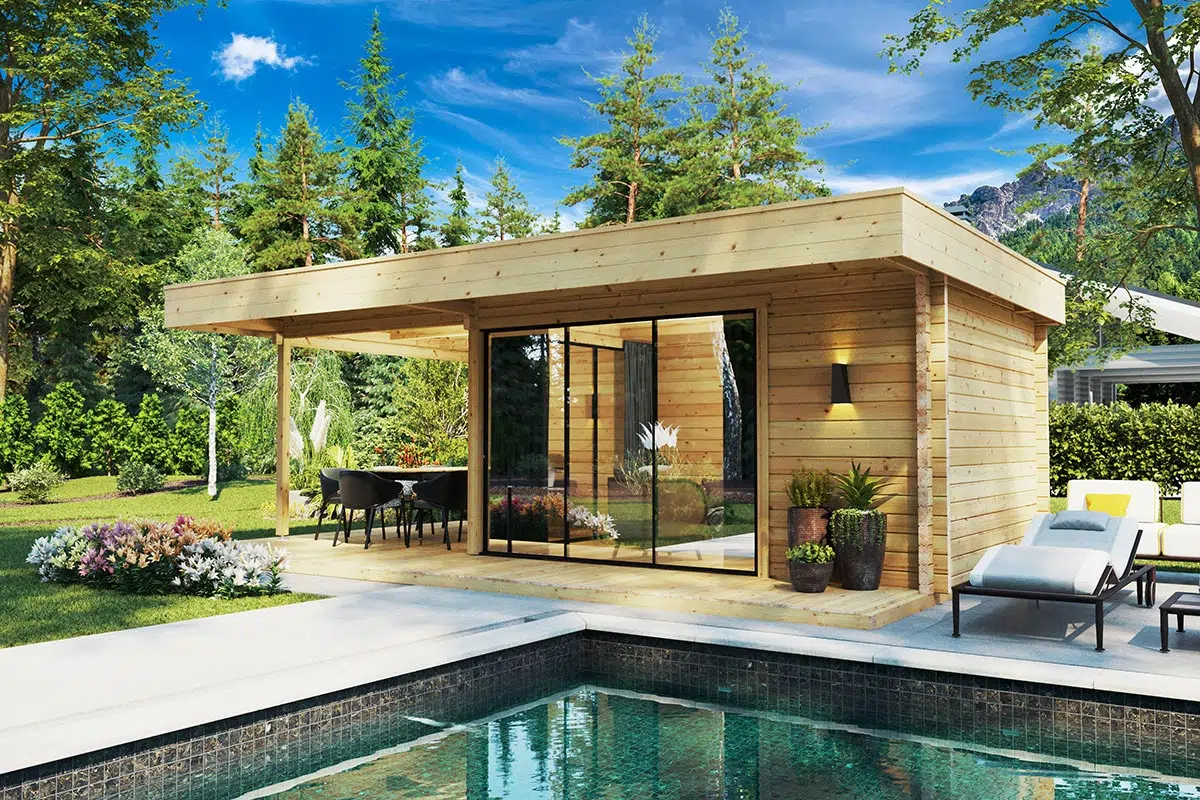 Modern Summer House with Veranda "Luna" 12m² | 7 x 5 m | 70mm