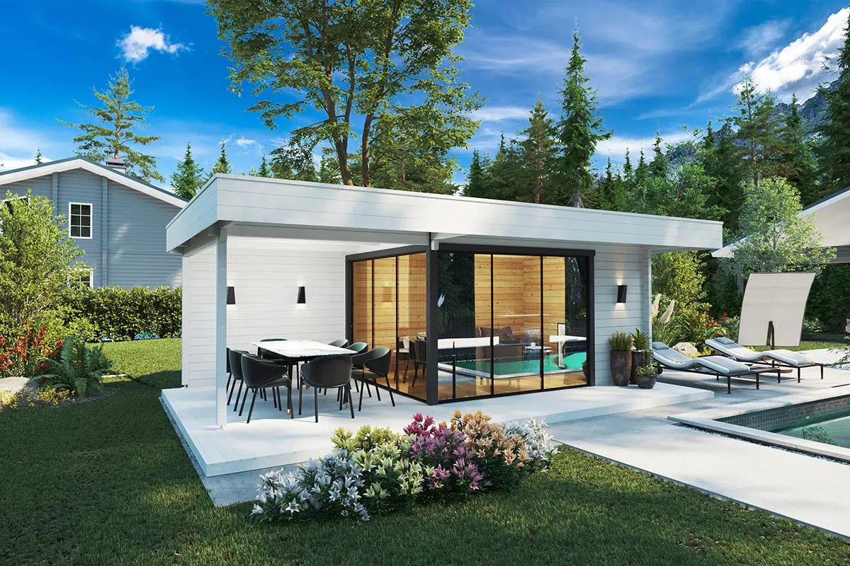 Modern Summer House with Veranda "Luna" 12m² | 7 x 5 m | 70mm