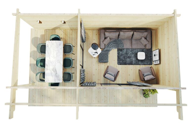 Modern Summer House with Veranda "Luna" 12m² | 7 x 5 m | 70mm