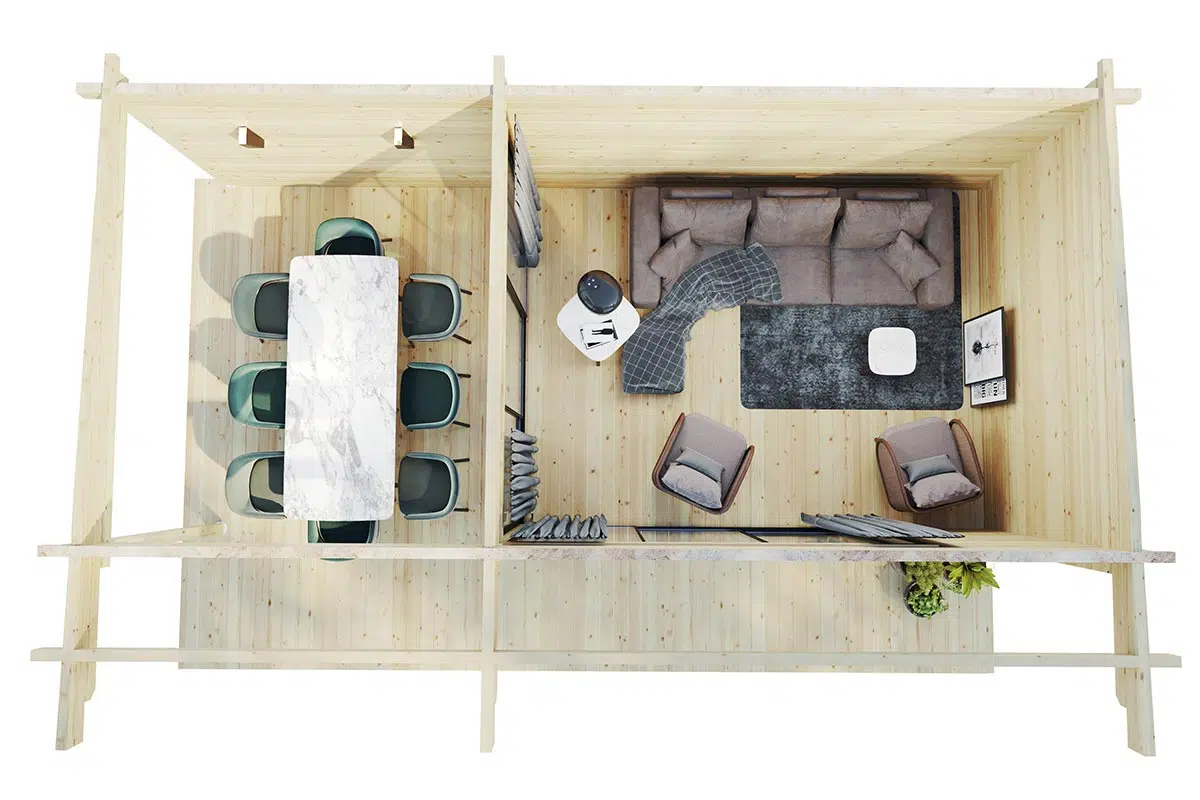 Modern Summer House with Veranda "Luna" 12m² | 7 x 5 m | 70mm