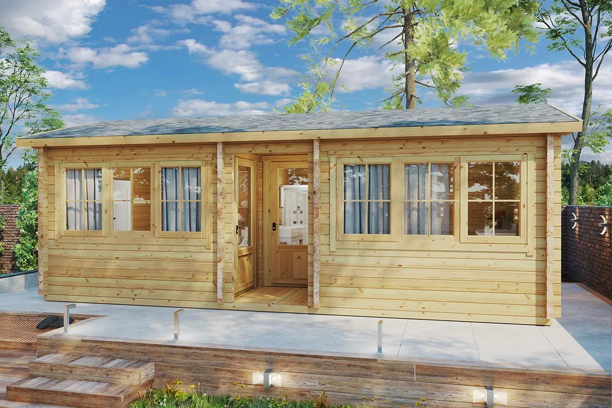 Buy 2 Room Log Cabin + WC "Granada" 7x4m - Summerhouse24